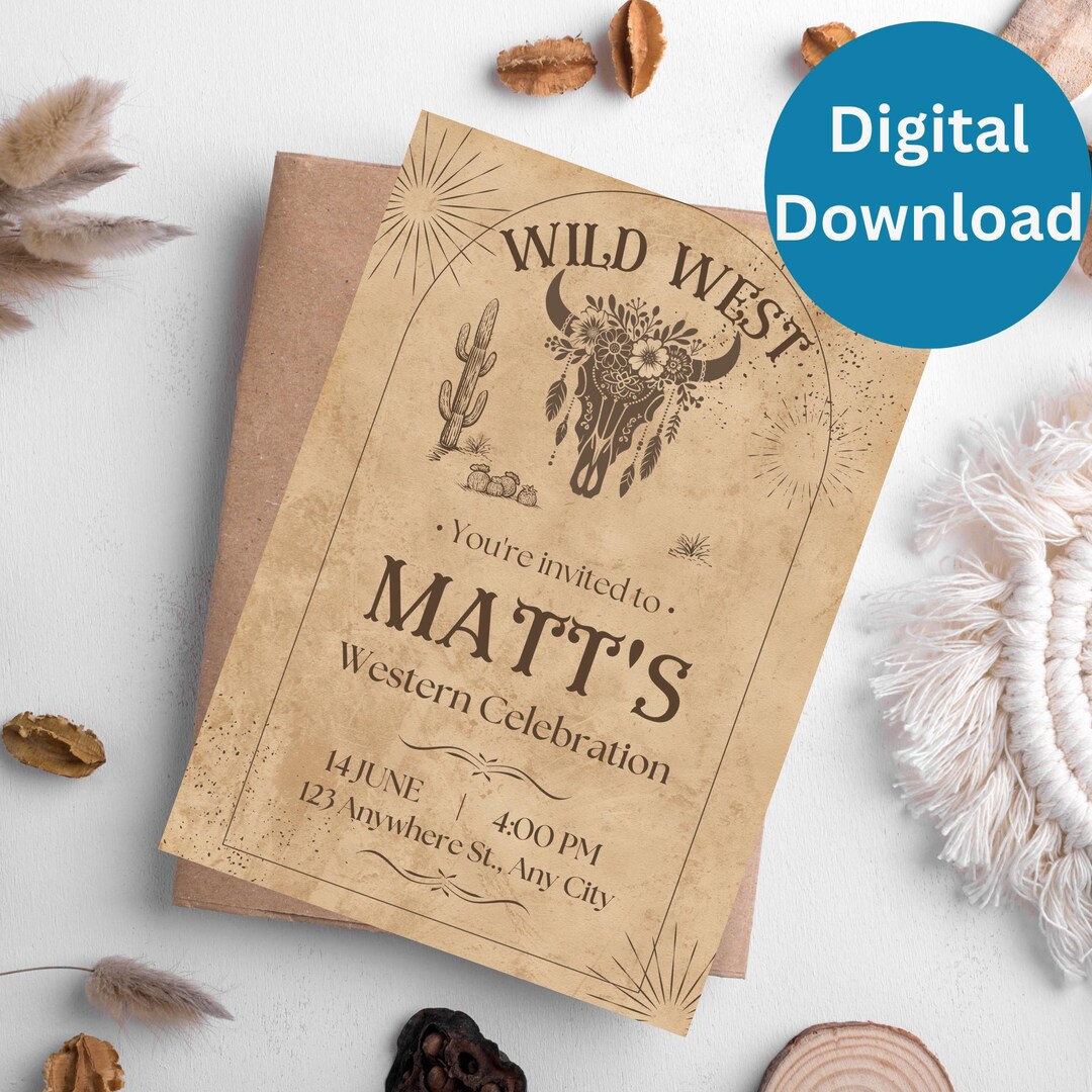 Editable Western Celebration Digital Invitation Instant Download Rustic ...