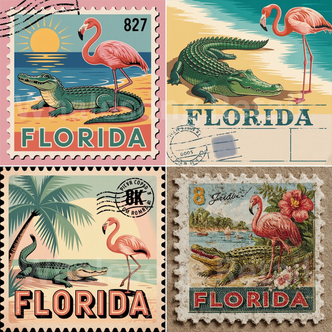 Florida Stamp State PNG Bundle, Vintage Stamp Sublimation Design, USA ...