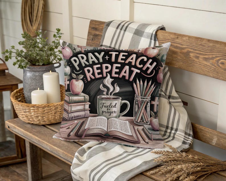 Pray Teach Repeat Christian Teacher PNG: Inspirational Classroom Art ...