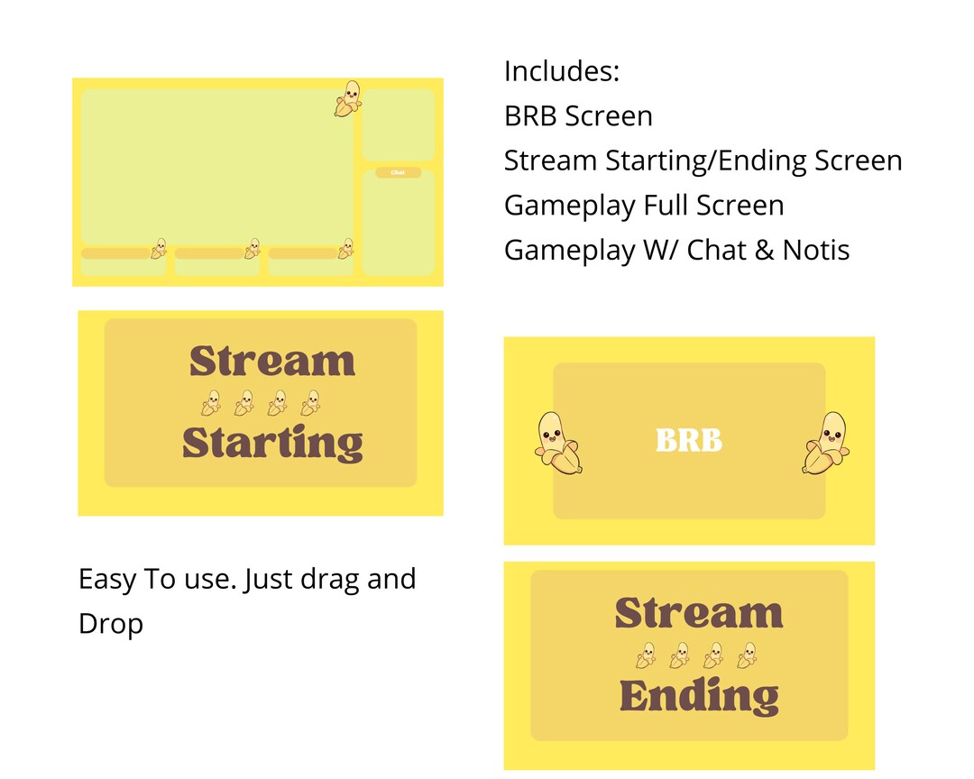 Banana Themed Static Twitch Overlay - Etsy