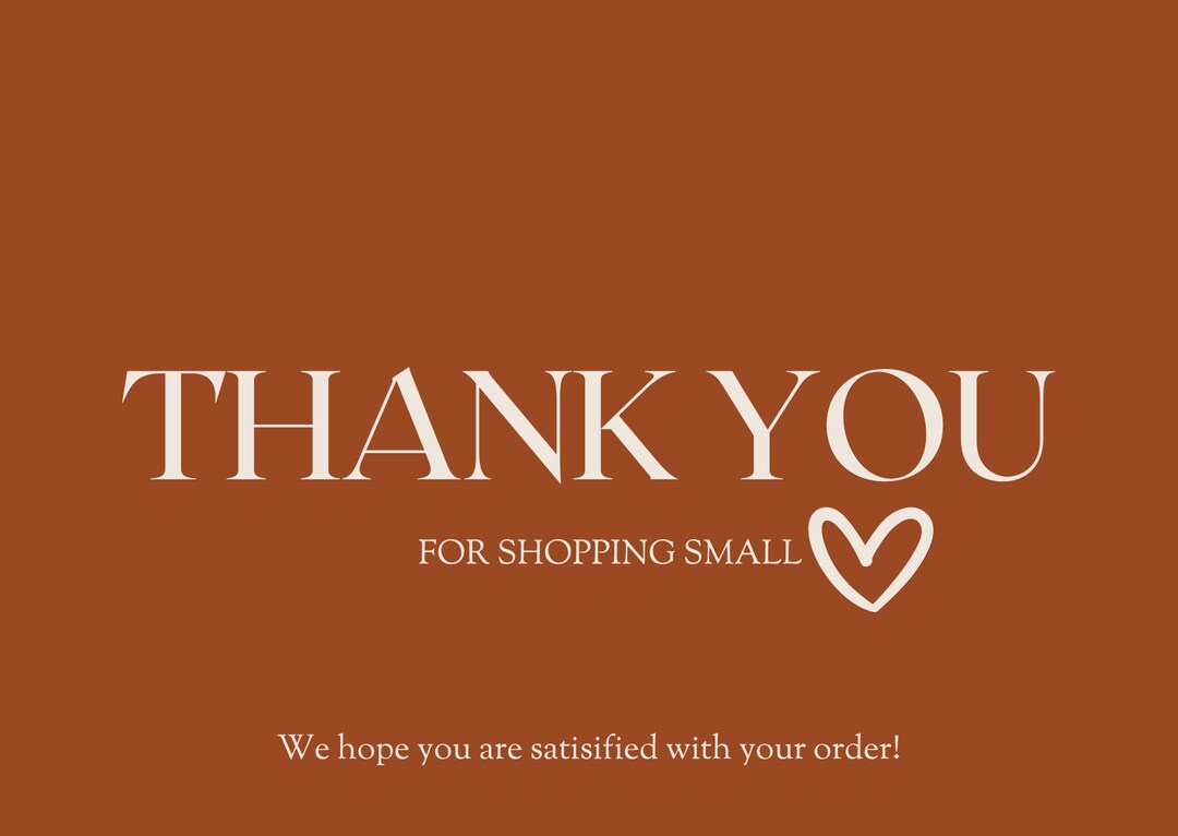Thank You Card, Printable Thank You Card Digital File for Small ...