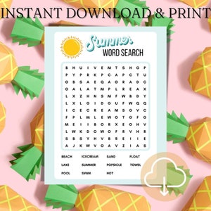 Summer Word Search for Kids Printable Word Search Word Puzzle for Kids ...
