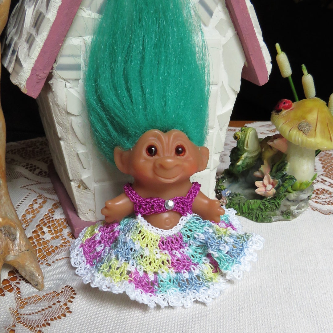 Crochet Clothes for 2 7/8 to 3 1/8 Inch Troll Ace Russ Doll Dress Bra ...