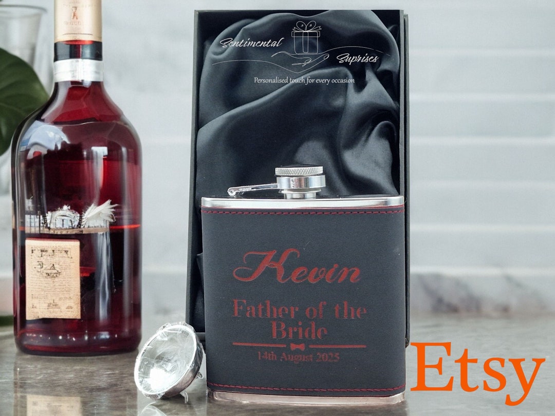 Personalised Laser Engraved Flask, Gifts for Dad, Custom Hip Flask ...