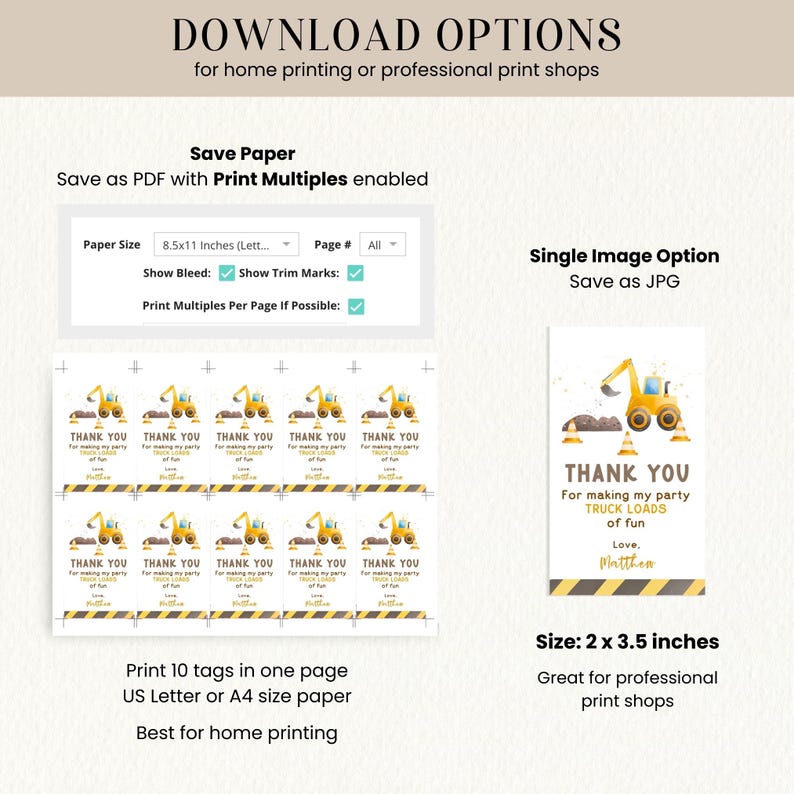 Construction Theme Party Favor Tags, Construction Theme, Construction ...