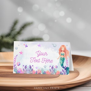 Editable Mermaid Birthday Food Label, Mermaid Party Food Tent Cards ...