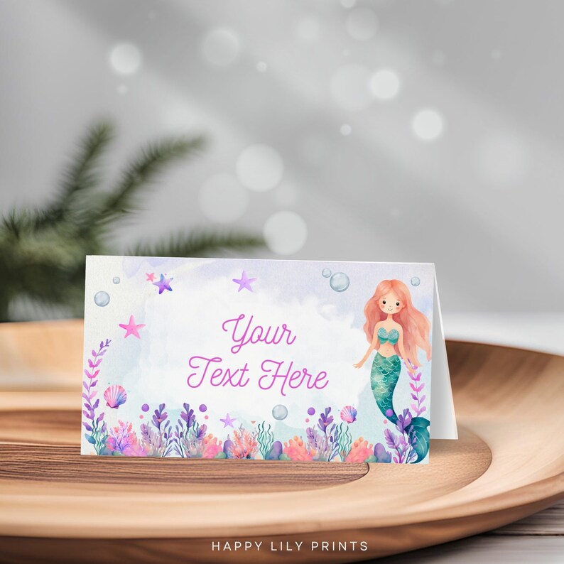 Editable Mermaid Birthday Food Label, Mermaid Party Food Tent Cards ...