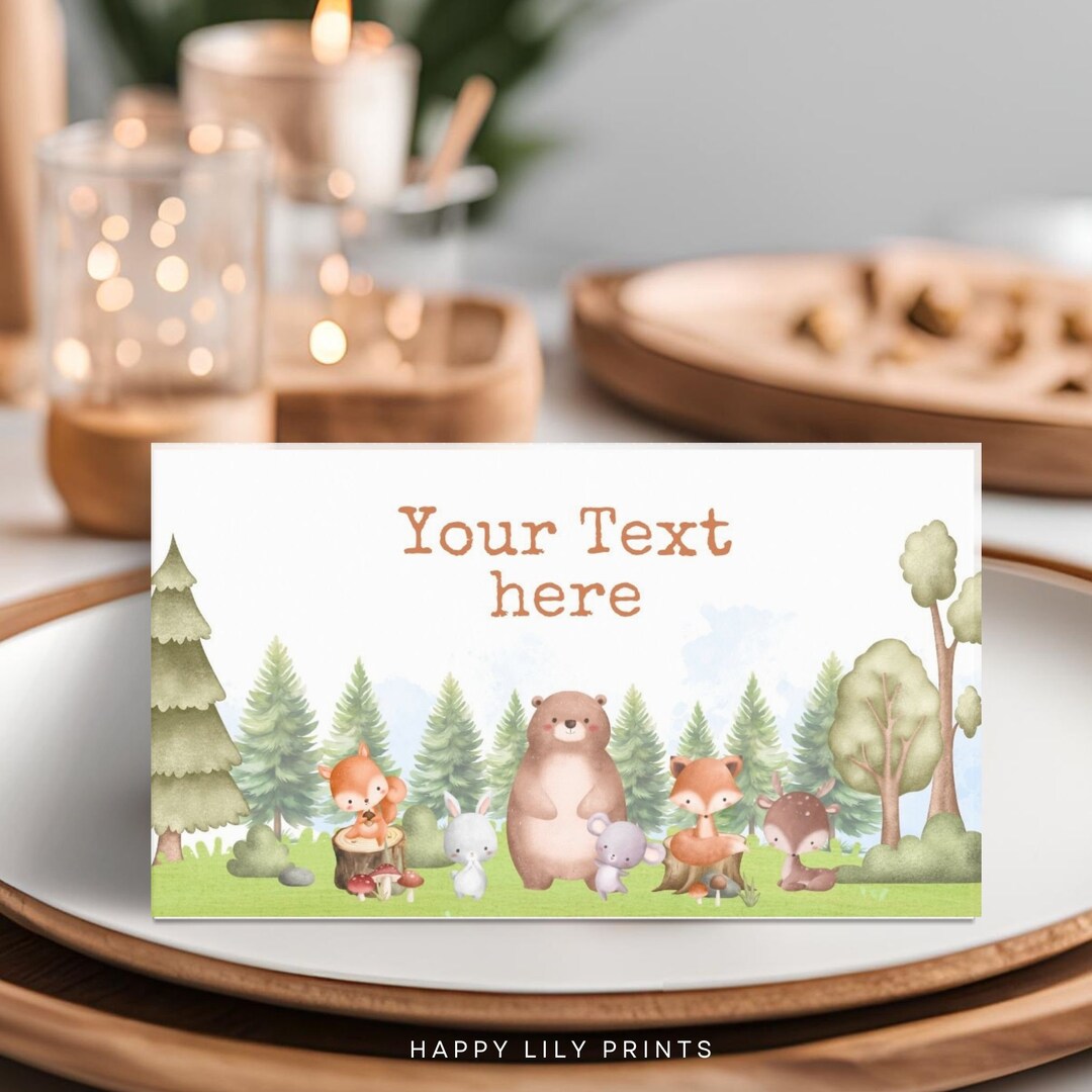 Editable Woodland Birthday Food Label, Woodland Party Food Tent Cards ...