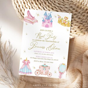 Princess Party Birthday Invitation, Editable Princess Birthday, Four ...