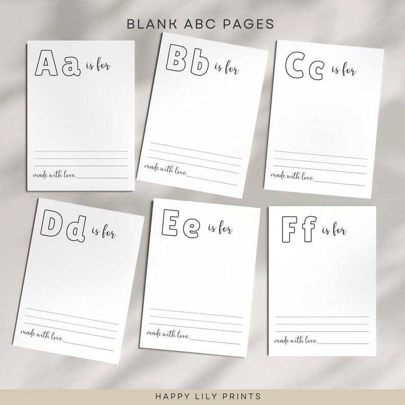 Blank ABC Coloring Book Baby Shower, Baby Shower ABC Book, Babys First ...