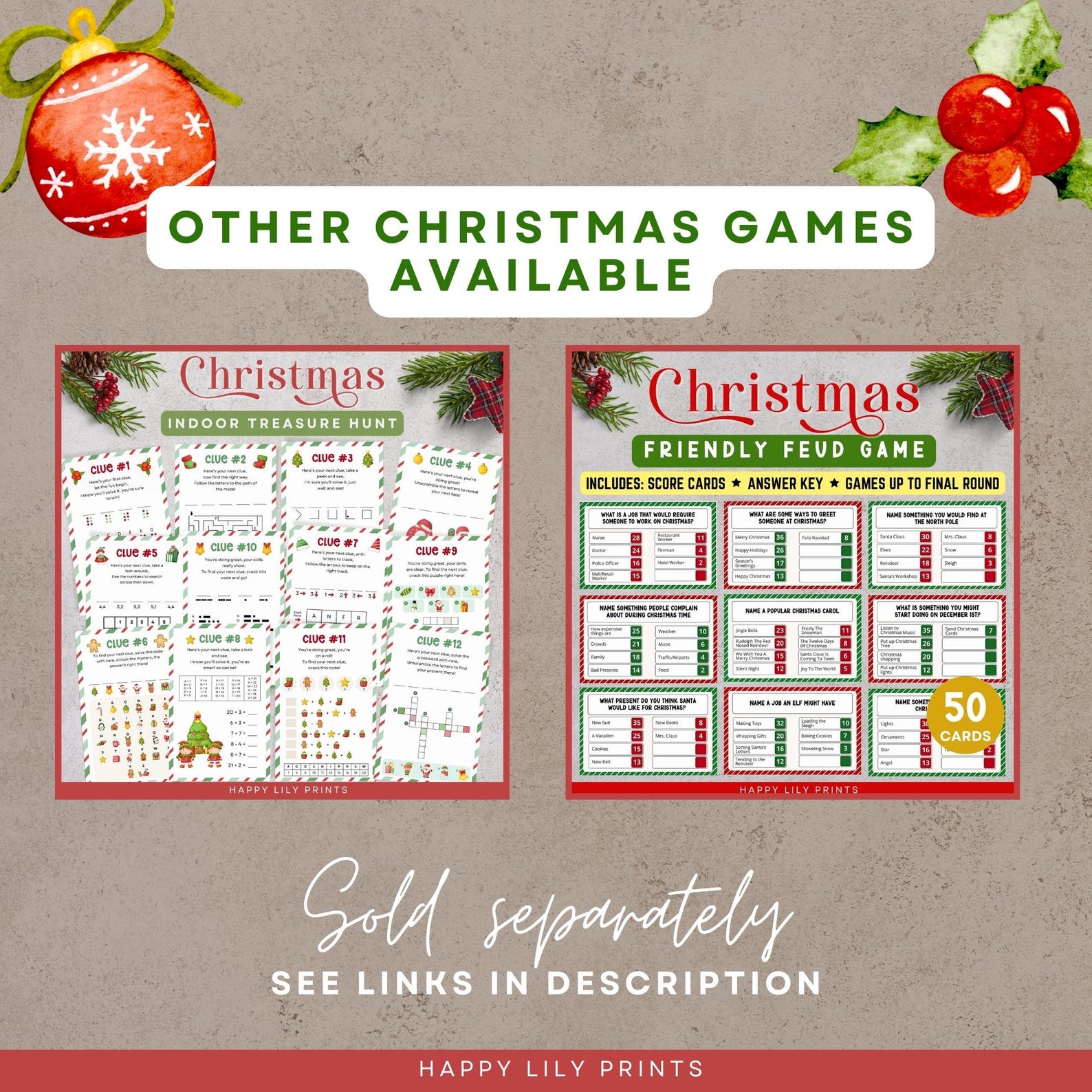 Christmas Game Bundle, Printable Christmas Party Games, Christmas Movie ...
