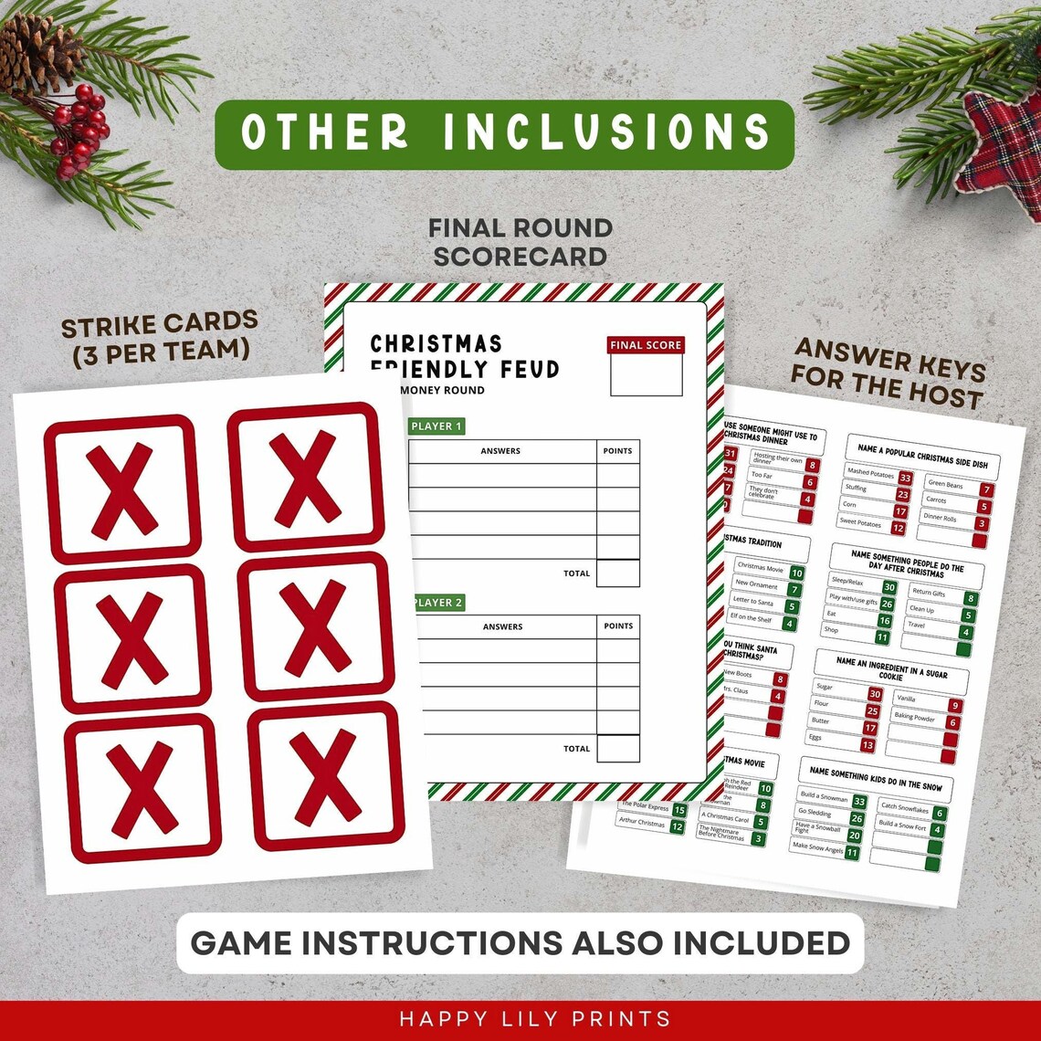 Christmas Friendly Feud Game, Printable Christmas Party Game, Christmas ...