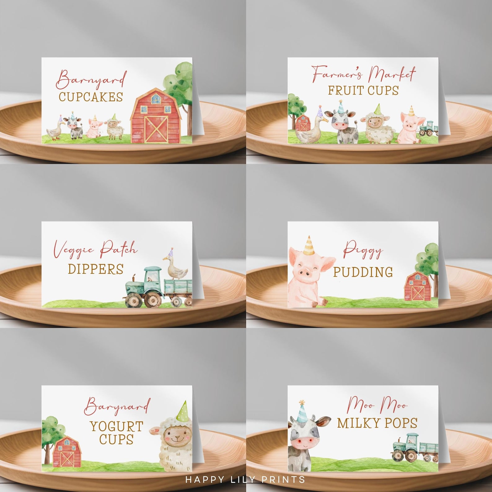 Farm Theme Birthday Food Tents, Editable Farm Animals Food Labels ...