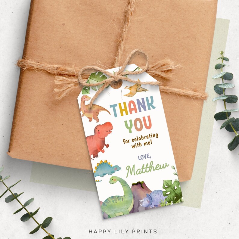 Editable Dinosaur Thank You Tag, Dinosaur Party Favors Tag, Dinosaur ...