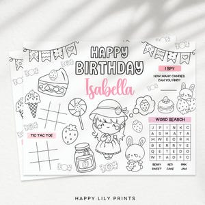 Berry First Birthday Coloring Page, Editable Strawberry Placemat ...
