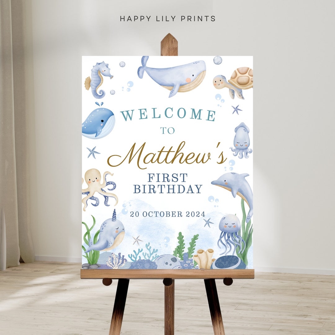 Editable Under the Sea Birthday Party Welcome Sign, Under the Sea ...