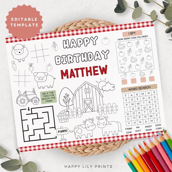 Farm Animals Word Mat
