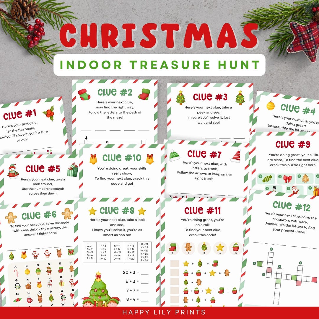 Christmas Treasure Hunt for Older Kids, Indoor Christmas Game ...