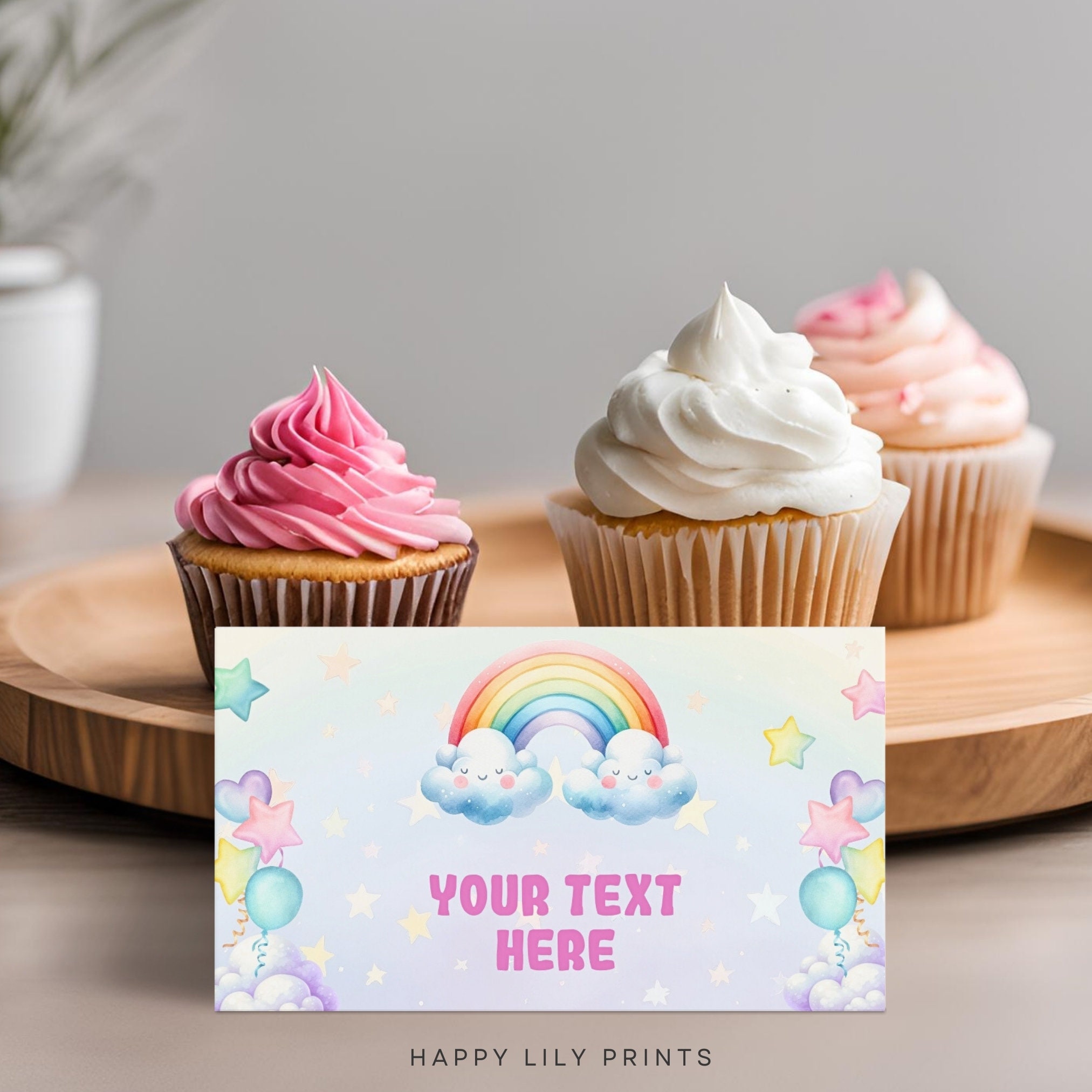 Editable Rainbow Birthday Food Label, Rainbow Party Food Tent Cards ...