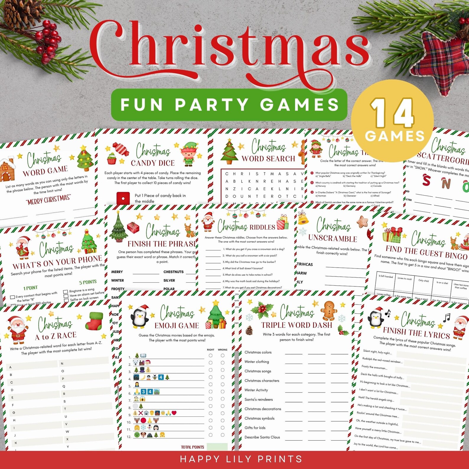 Christmas Party Games Bundle, Printable Christmas Party Games ...