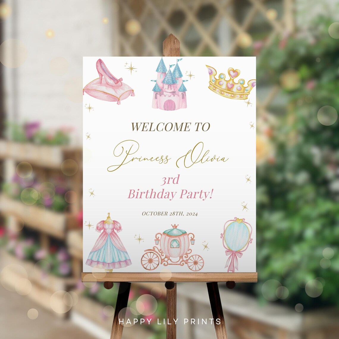 Princess Party Birthday Welcome Sign, Editable Princess Birthday, Four ...