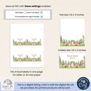 Editable Woodland Birthday Food Label, Woodland Party Food Tent Cards ...