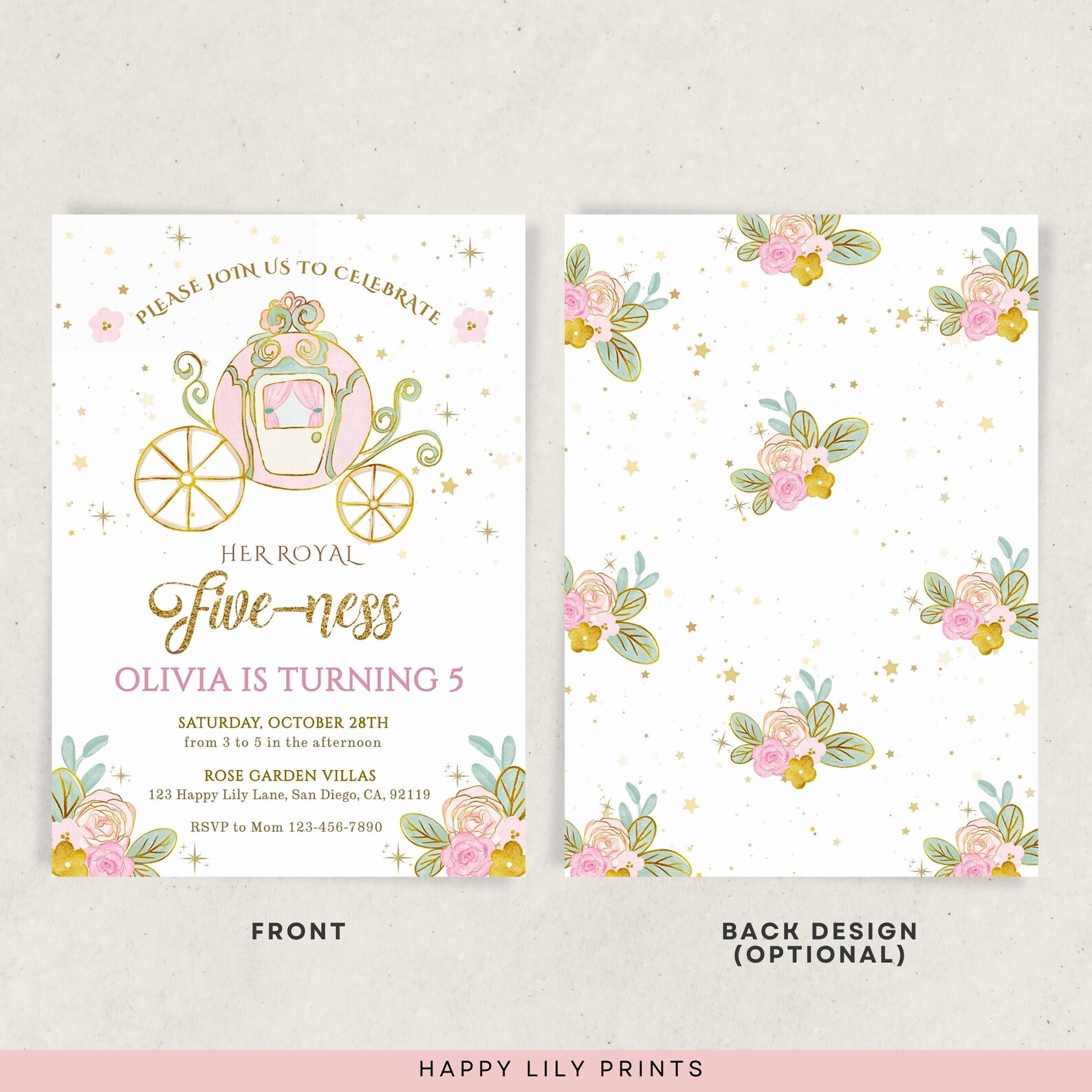 Royal Fiveness Birthday Invitation, Princess Birthday, Her Royal ...