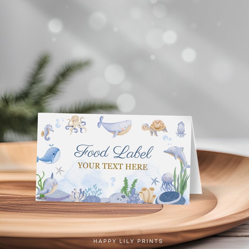 Editable Under the Sea Food Label, Under the Sea Birthday Food Tent ...