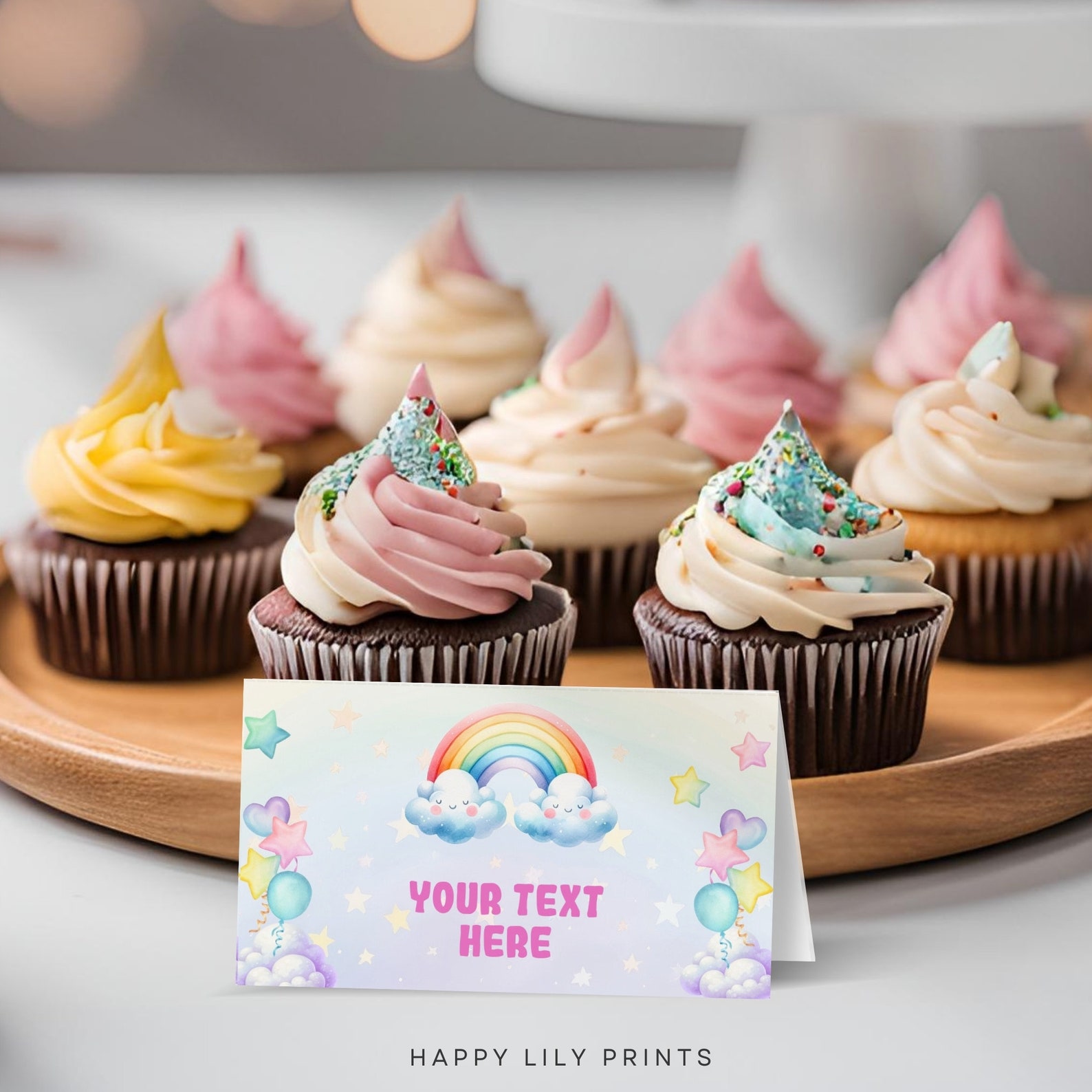 Editable Rainbow Birthday Food Label, Rainbow Party Food Tent Cards ...