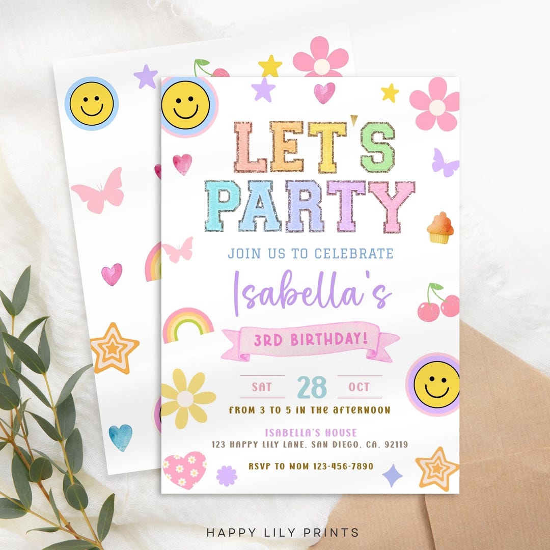 Varsity Patch Birthday Invitation, Patch Letter Birthday Invite, Patch ...