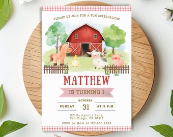 Editable Farm Themed Birthday Invitation, Farm Birthday Party, Farm ...