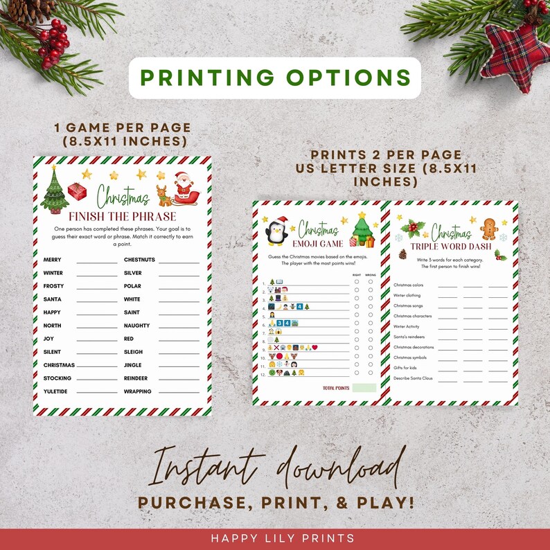 Christmas Game Bundle, Printable Christmas Party Games, Christmas Movie ...