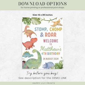 Editable Dinosaur Welcome Sign, Dinosaur Party Sign, Dinosaur Birthday ...
