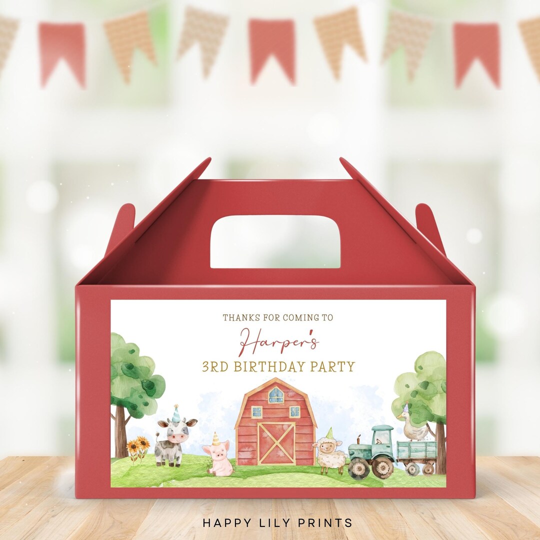 Farm Animals Gable Box Template, Editable Barnyard Birthday Gable Box ...