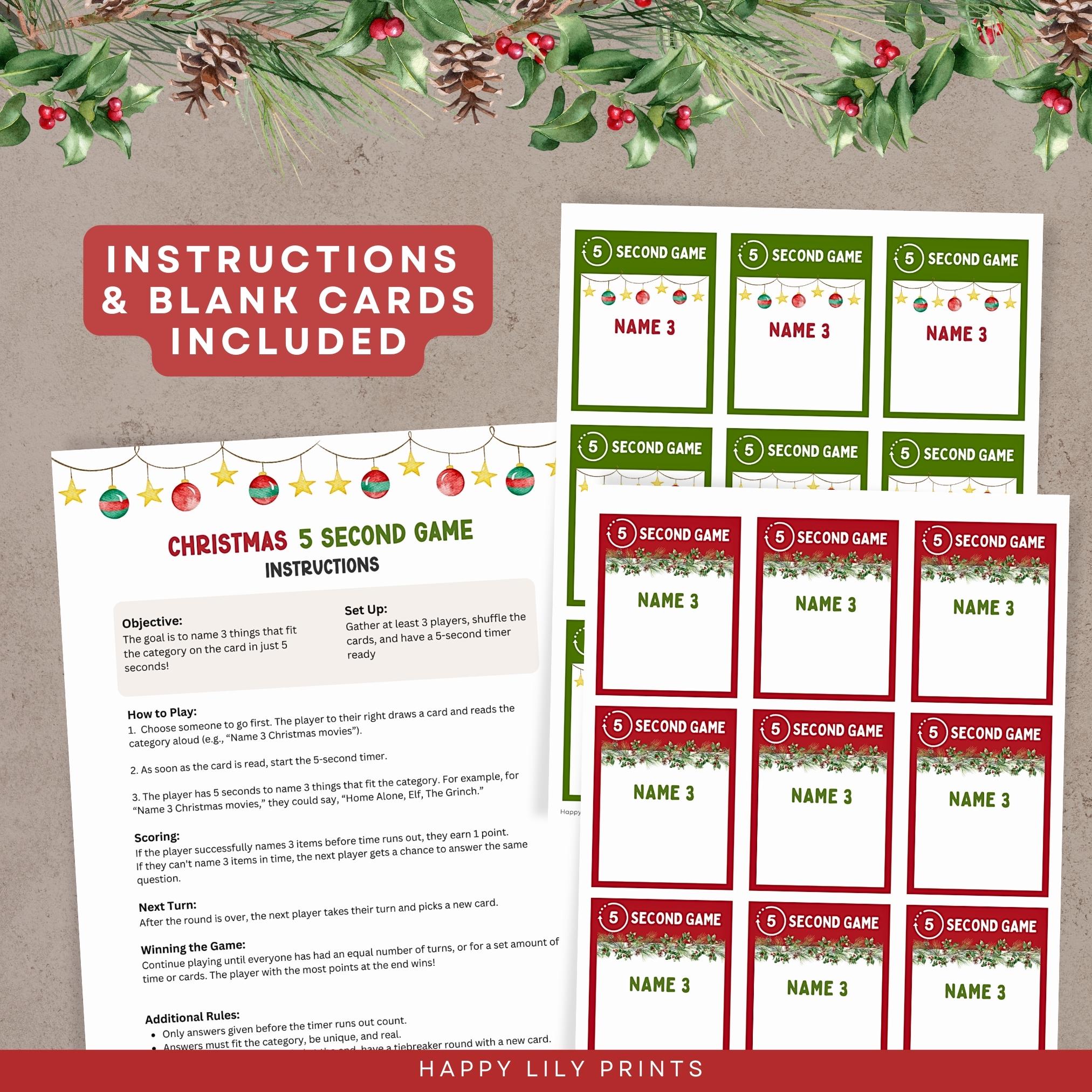 5 Second Christmas Game, Christmas Party Game, Adult Christmas Game ...