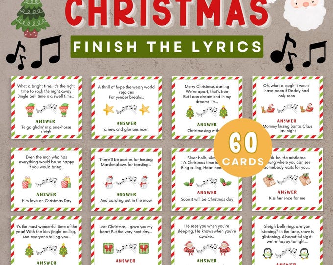 Christmas Carol Finish the Lyric Game, Christmas Song Trivia Game ...