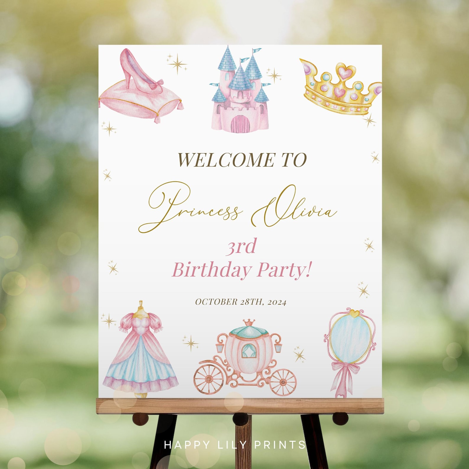 Princess Party Birthday Welcome Sign, Editable Princess Birthday, Four ...