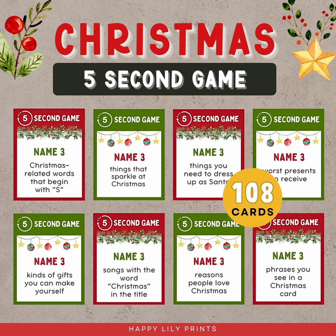 5 Second Christmas Game, Christmas Party Game, Adult Christmas Game ...