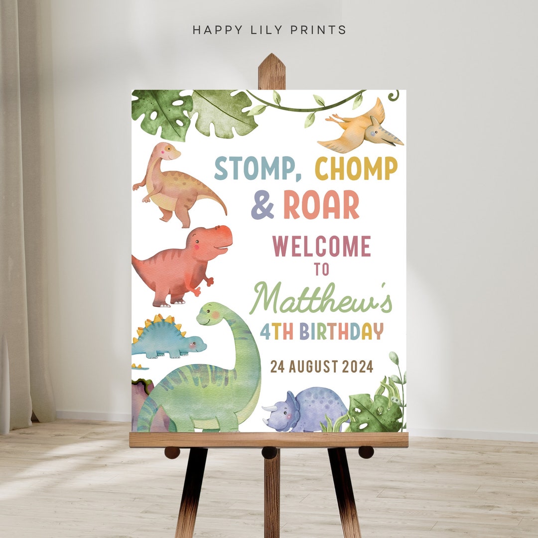 Editable Dinosaur Welcome Sign, Dinosaur Party Sign, Dinosaur Birthday ...