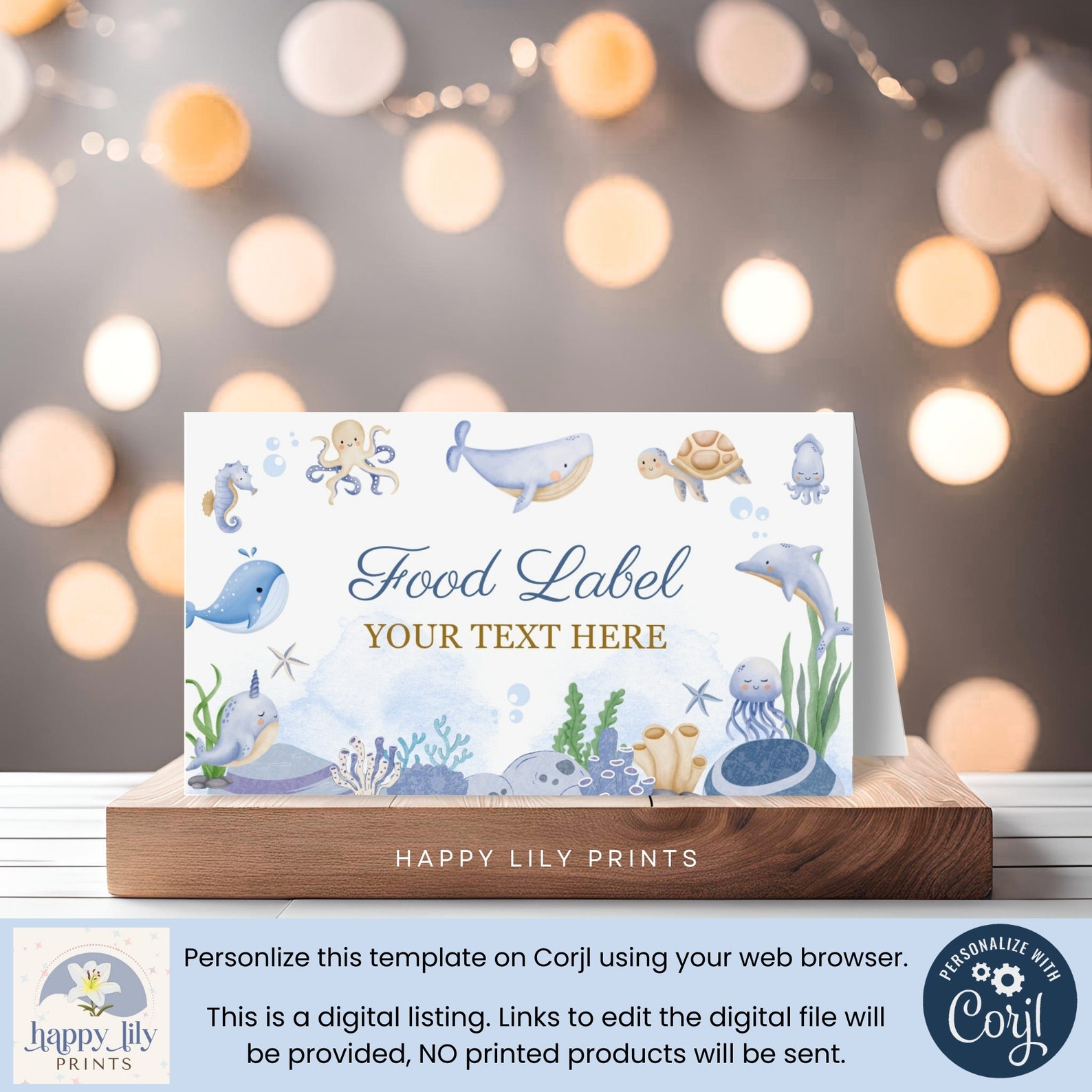 Editable Under the Sea Food Label, Under the Sea Birthday Food Tent ...