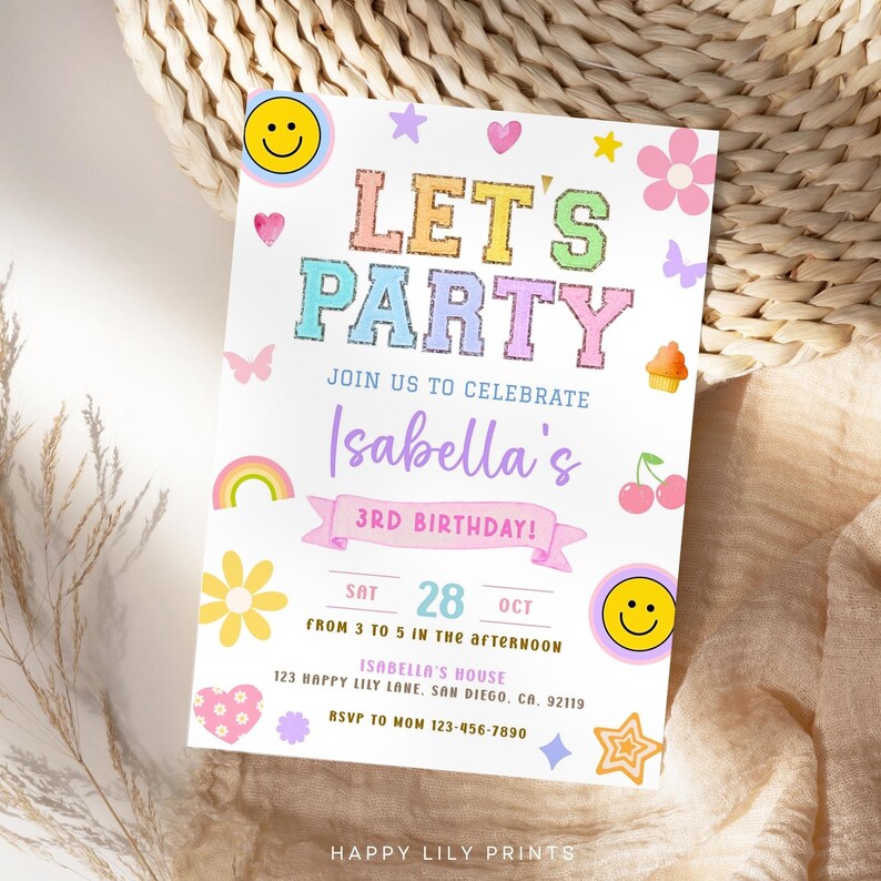 Varsity Patch Birthday Invitation, Patch Letter Birthday Invite, Patch ...