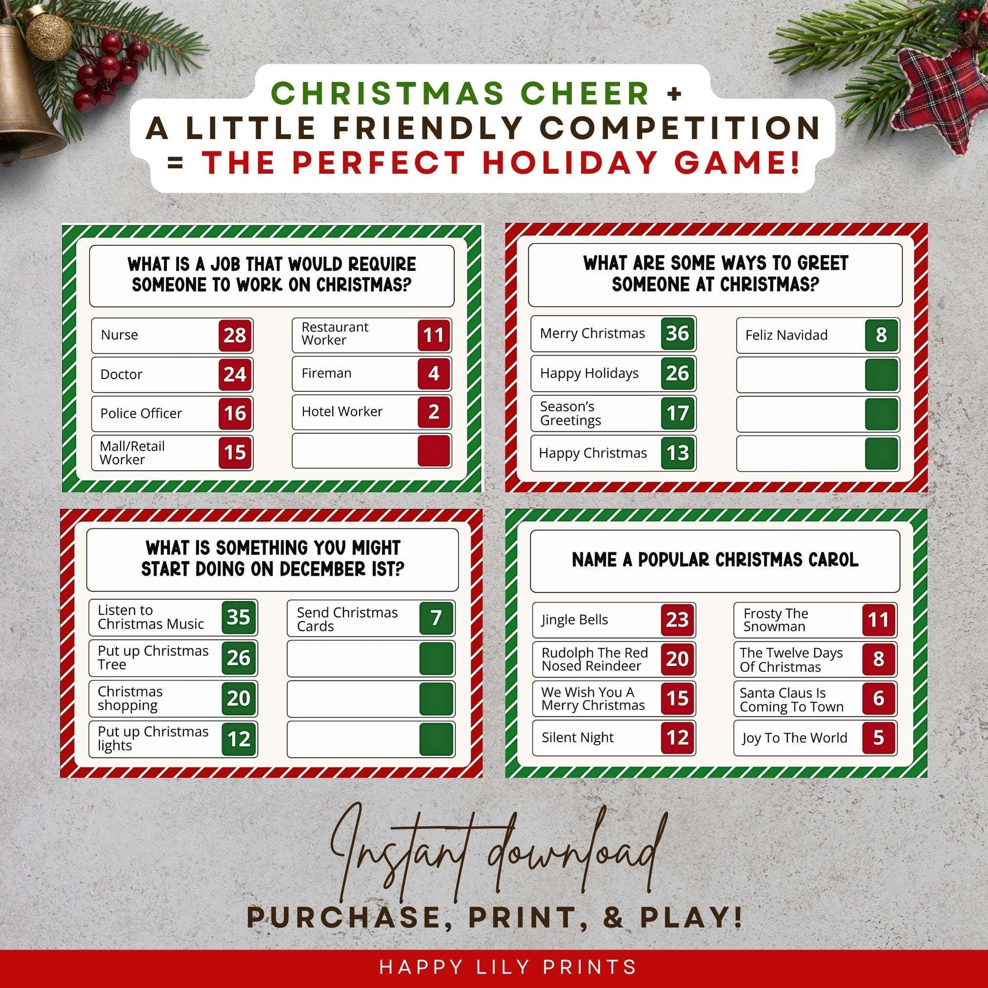 Christmas Friendly Feud Game, Printable Christmas Party Game, Fun ...