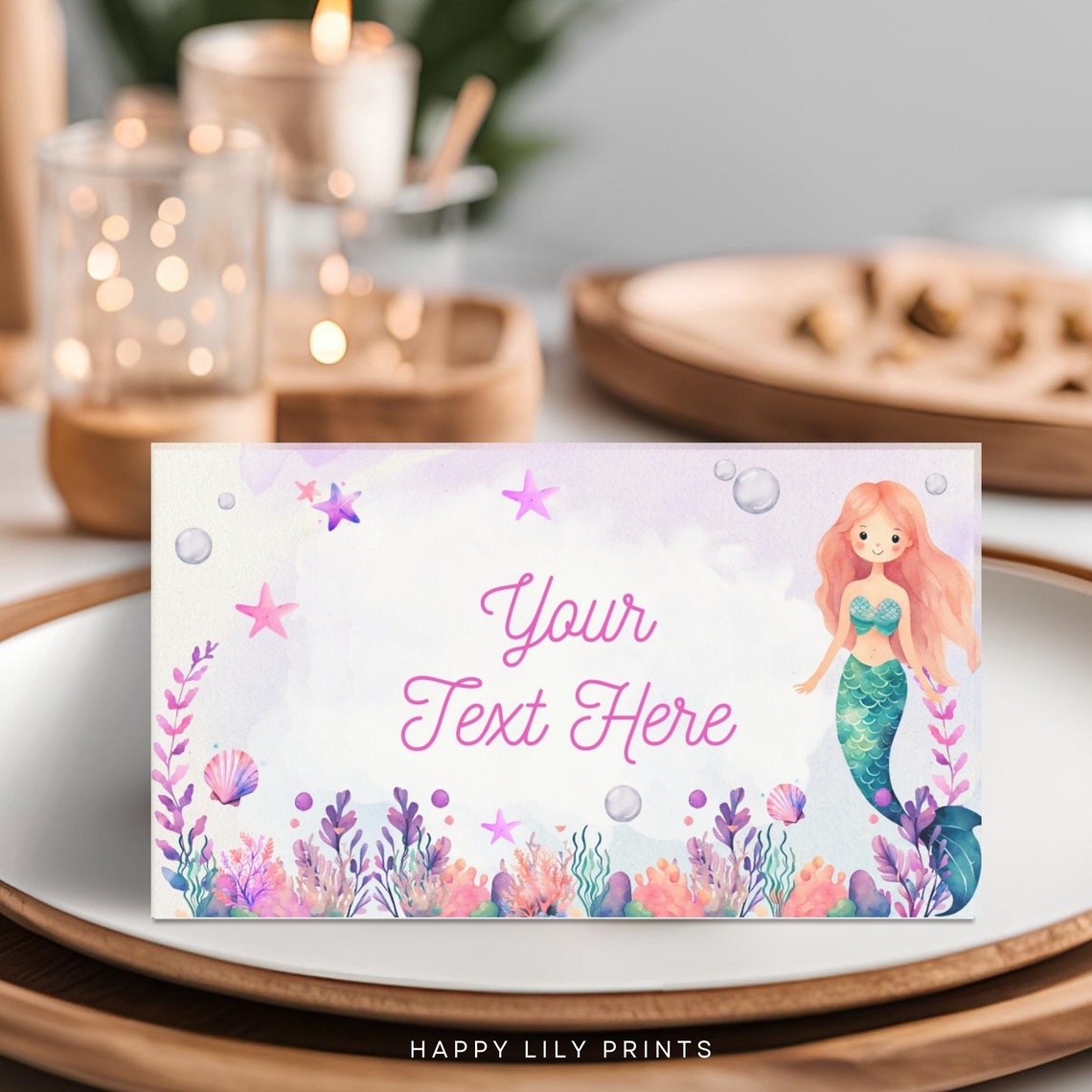 Editable Mermaid Birthday Food Label, Mermaid Party Food Tent Cards ...