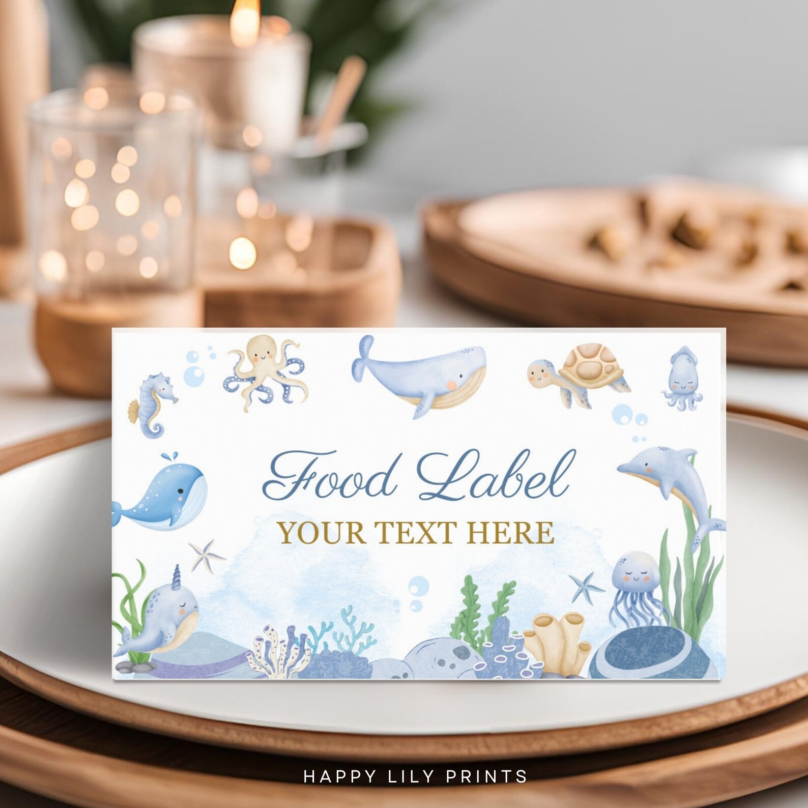 Editable Under the Sea Food Label, Under the Sea Birthday Food Tent ...