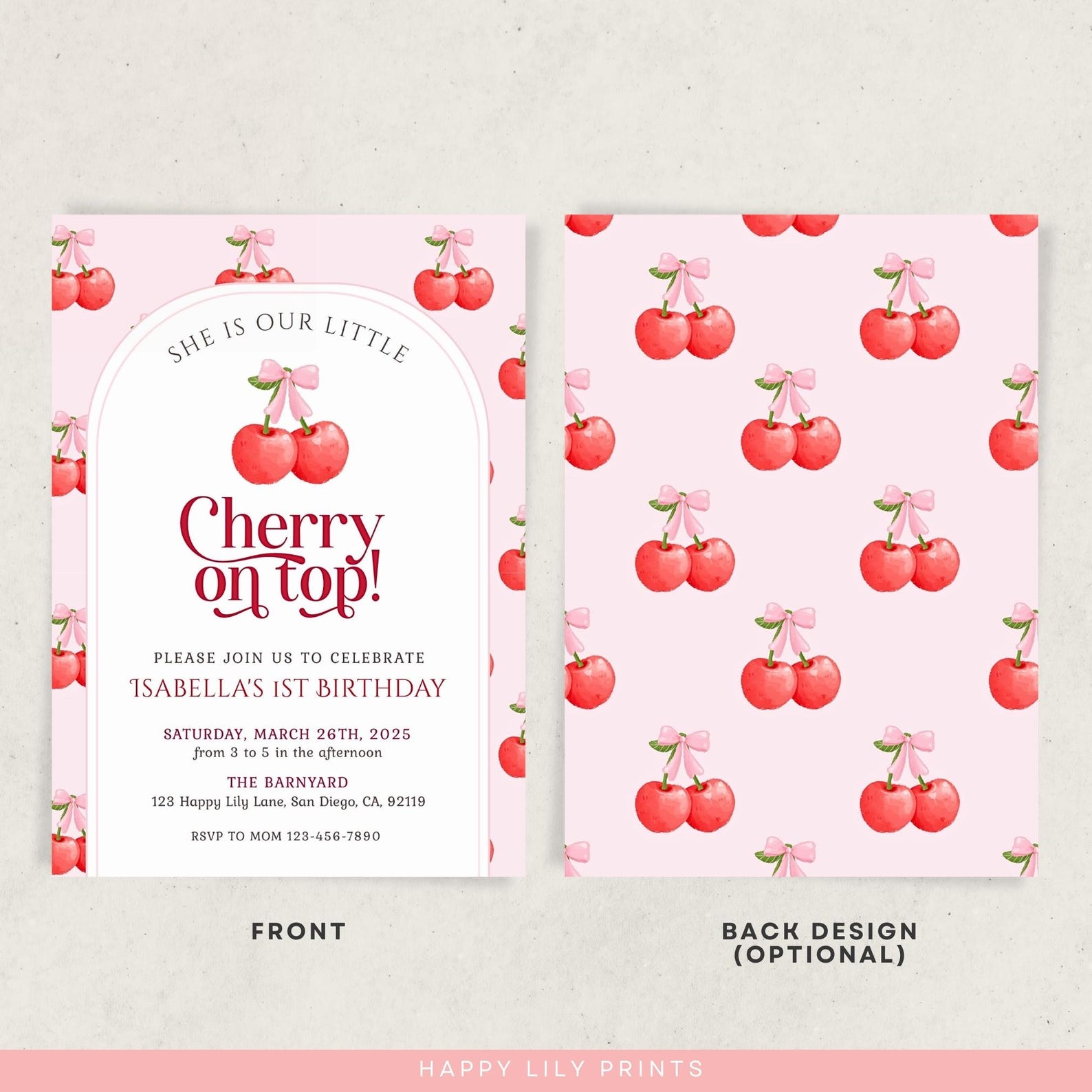 She's the Cherry on Top Birthday Invite, Cherry on Top Invite, Cherry ...