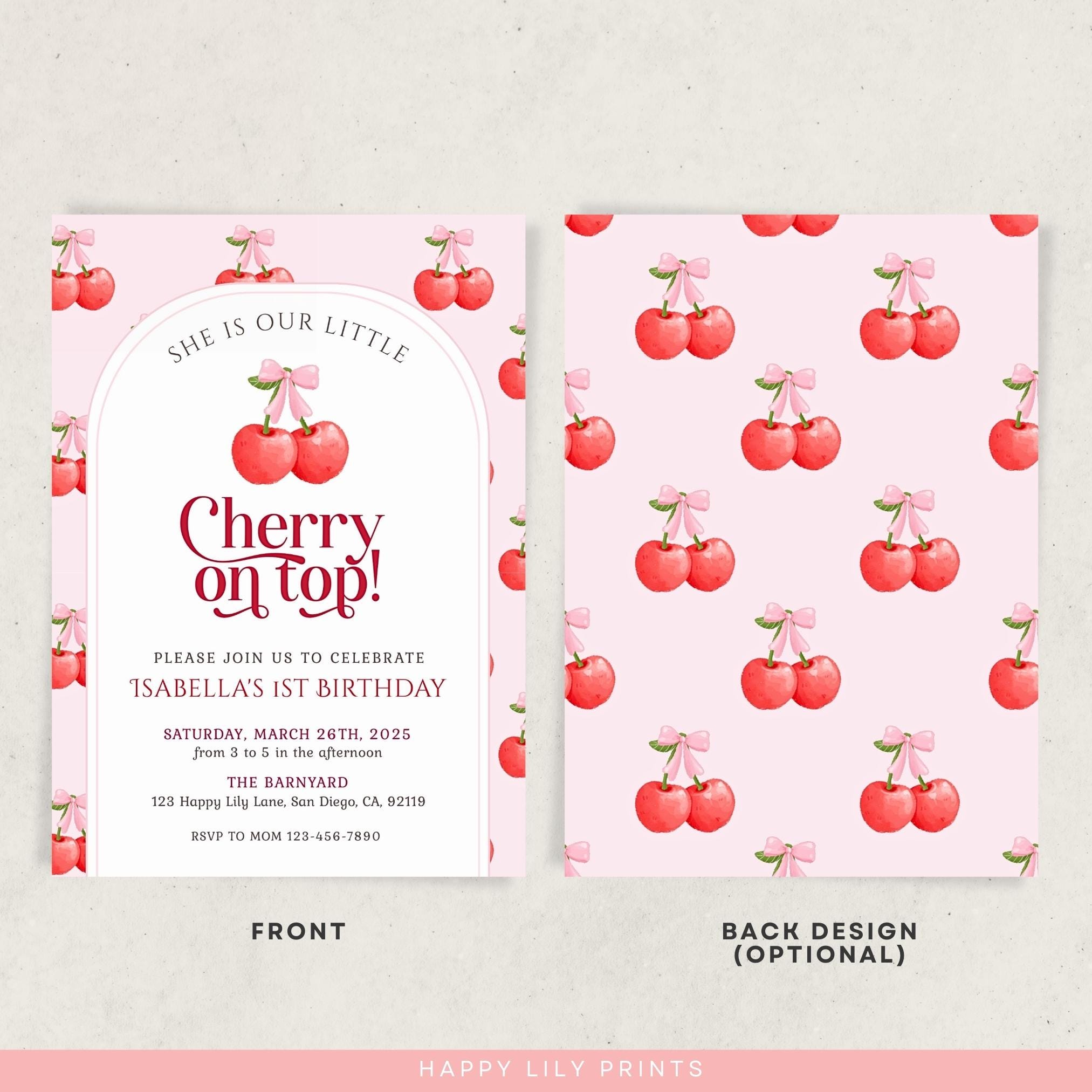She's the Cherry on Top Birthday Invite, Cherry on Top Invite, Cherry ...