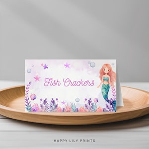 Editable Mermaid Birthday Food Label, Mermaid Party Food Tent Cards ...