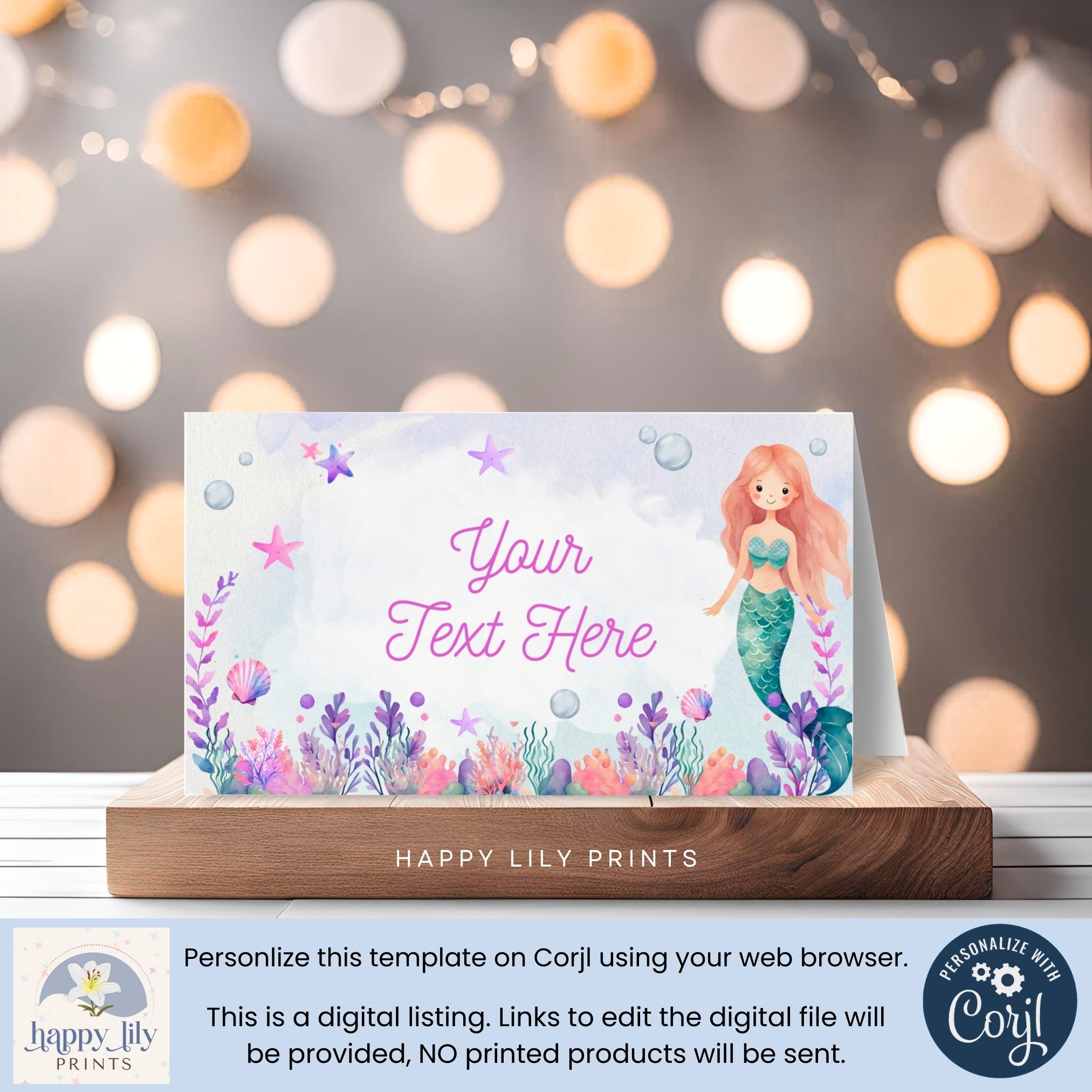 Editable Mermaid Birthday Food Label, Mermaid Party Food Tent Cards ...