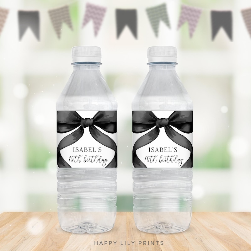 Purple Bow Water Bottle - Etsy