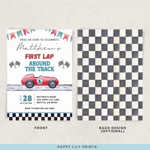 First Lap Around the Track Invite Templates, Printable Race Car ...